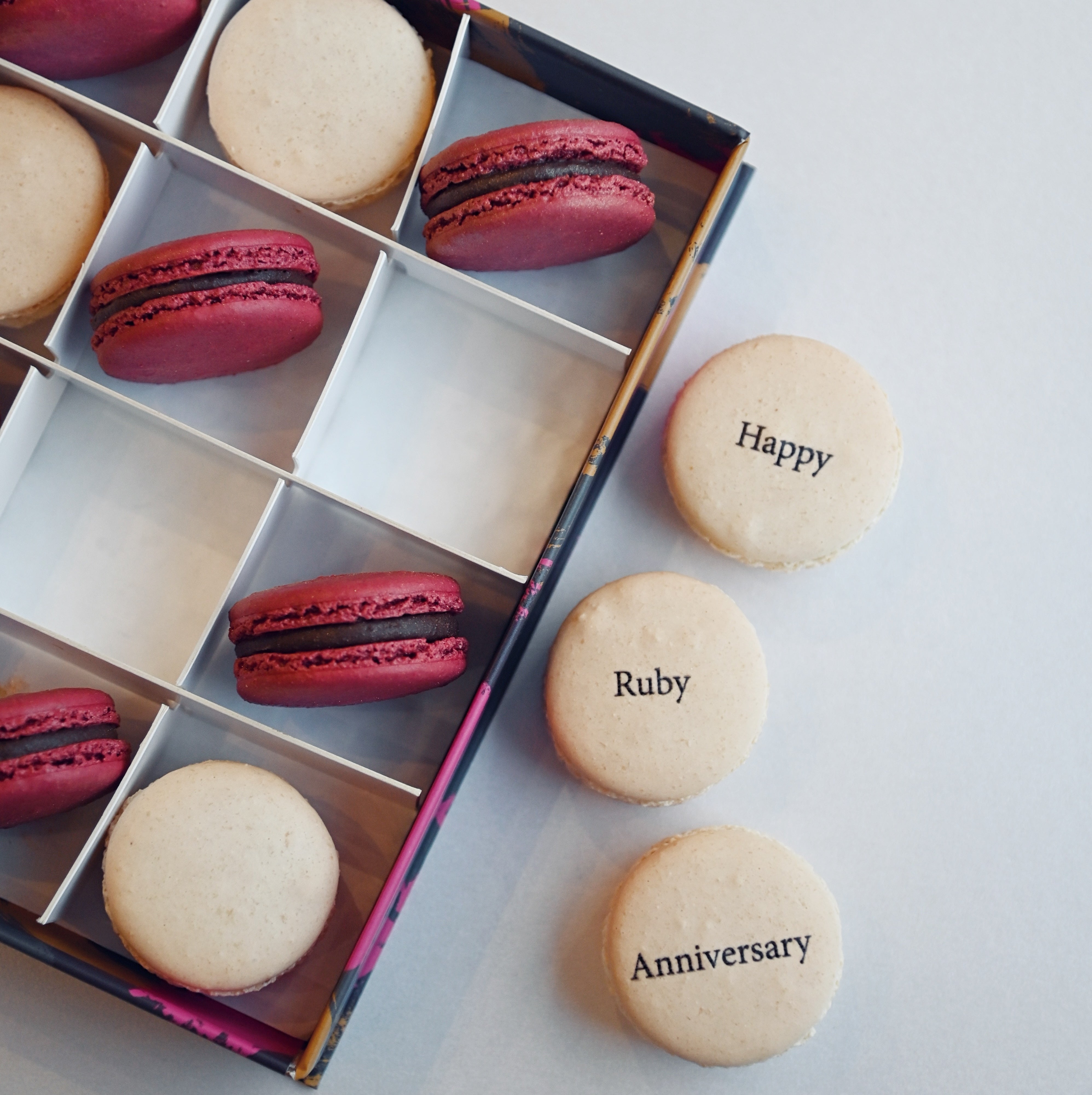 40th Ruby Wedding Anniversary Macaron Gift Box – Mademoiselle Macaron